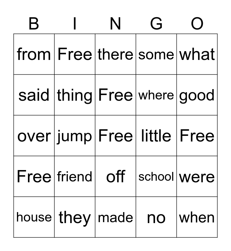 Grade 1 Sight Words Set 5 Bingo Card