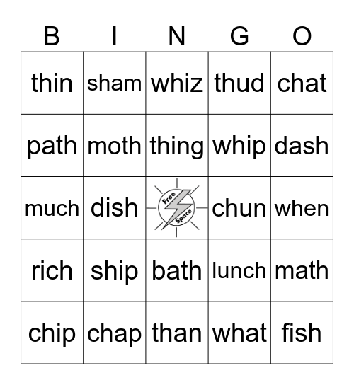 Consonant Digraph Bingo Card