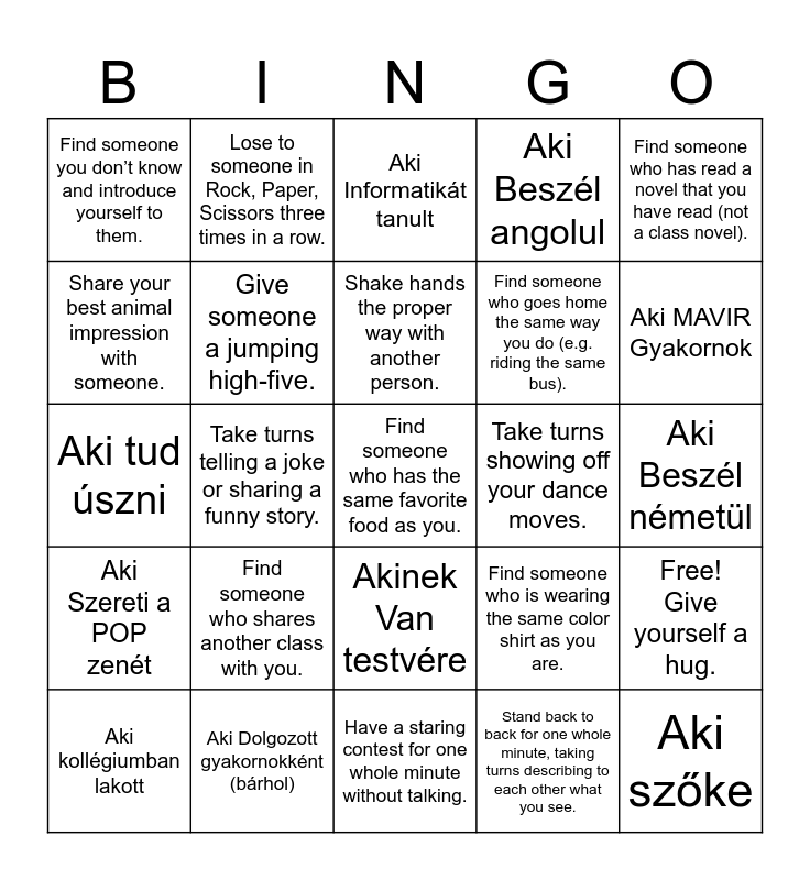 Interactive Human Bingo Card