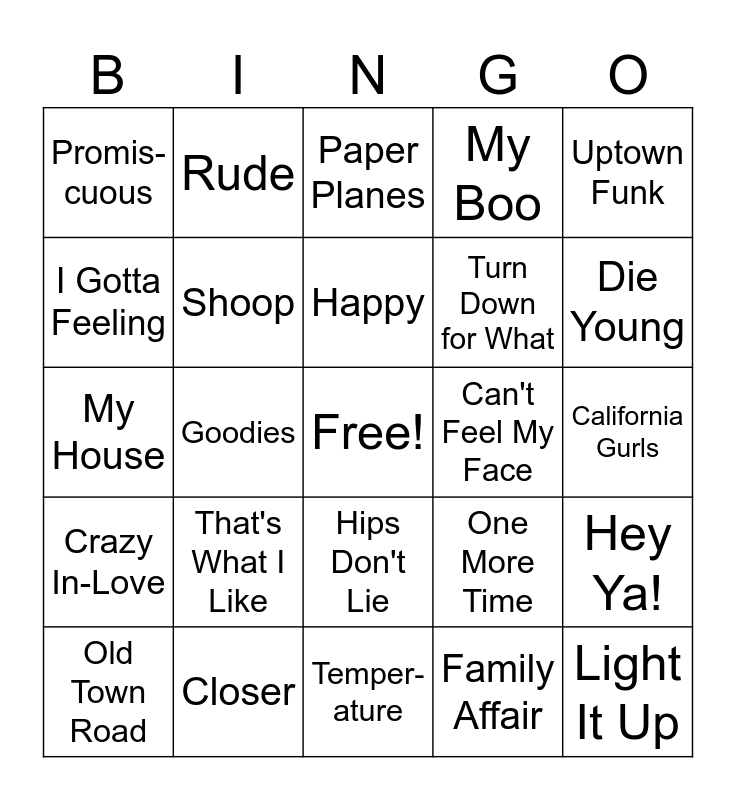 Jams Bingo Card