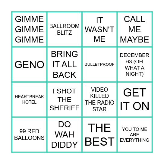 MASTERMIX Bingo Card
