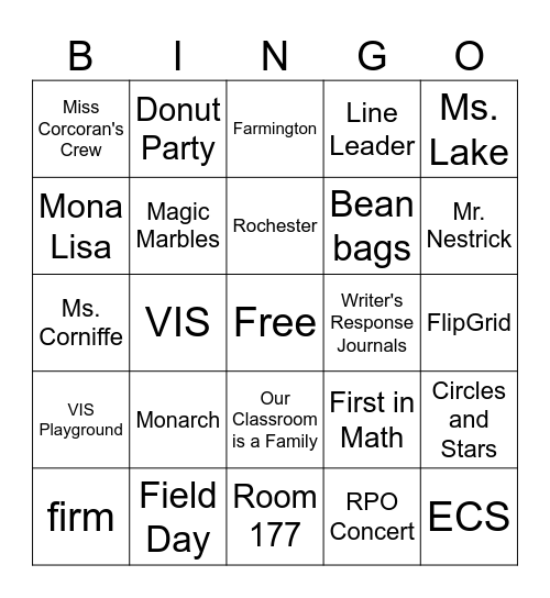 Vocabulary Words Bingo 3rd Grade Bingo Card