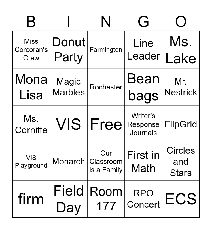 Vocabulary Words Bingo 3rd Grade Bingo Card