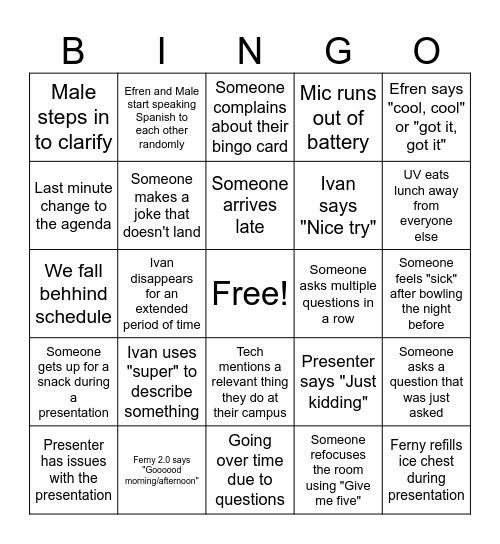 Untitled Bingo Card Untitled Bingo Card