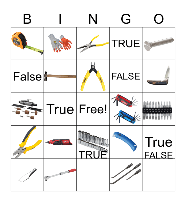 Tool Identification Bingo Card