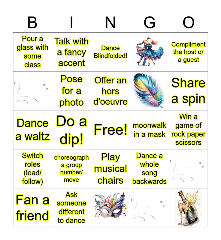 Dance Card Diamonds! Bingo Card