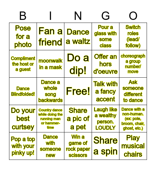 Dance Card Diamonds! Bingo Card