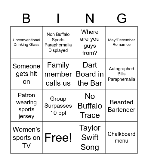 Buffalo Bingo Card