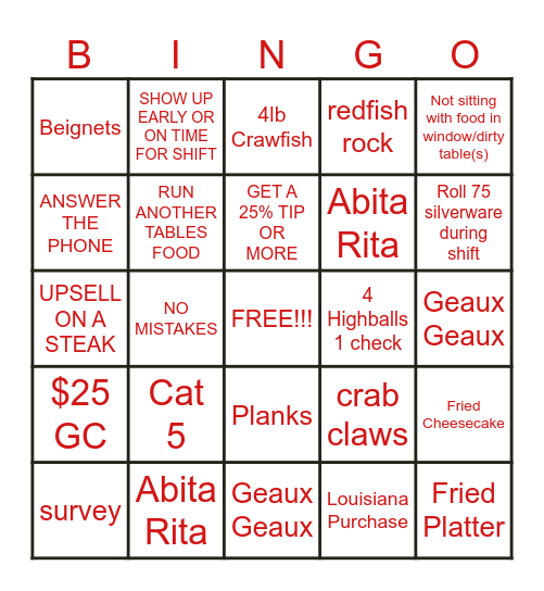 SERVER BINGO Card