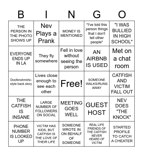 CATFISH BINGO Card