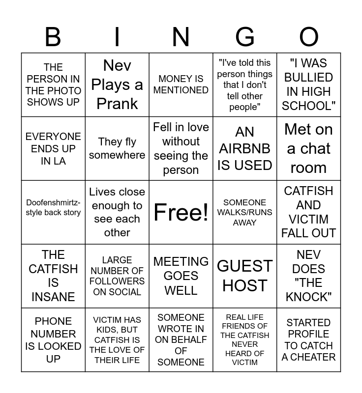 CATFISH BINGO Card