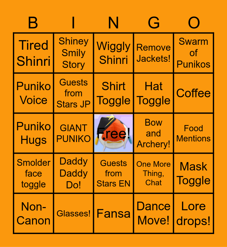 Shinri 3D Debut Bingo! Bingo Card