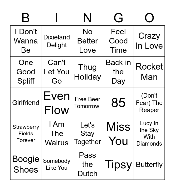 Mixed CD #8 Bingo Card