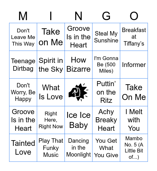 One Hit Wonders Bingo Card