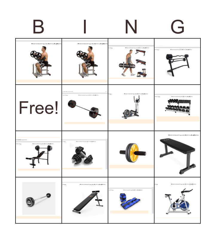 GYM Bingo Card