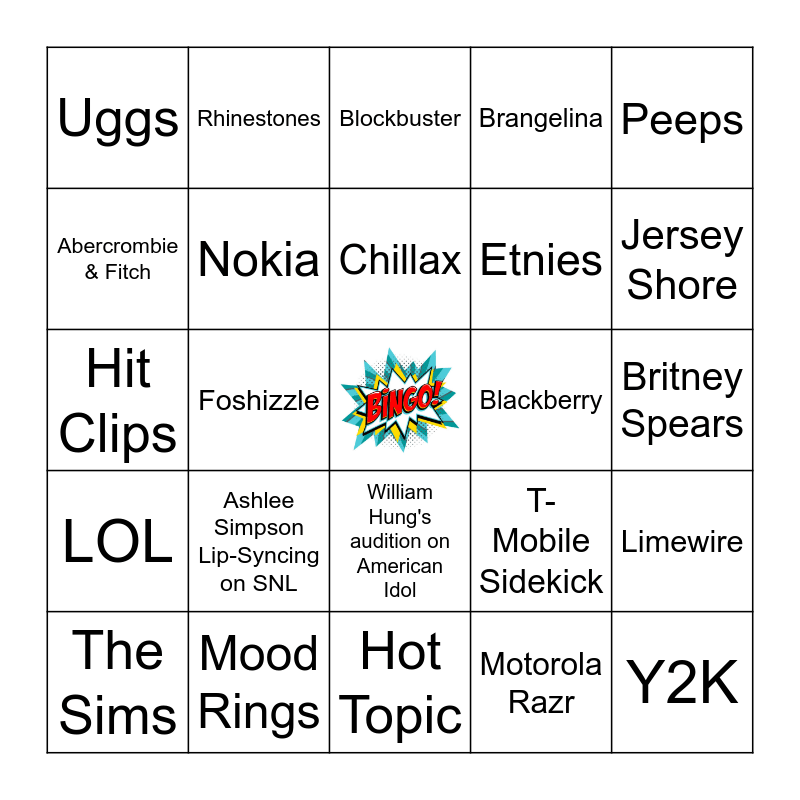2000s BINGO Card