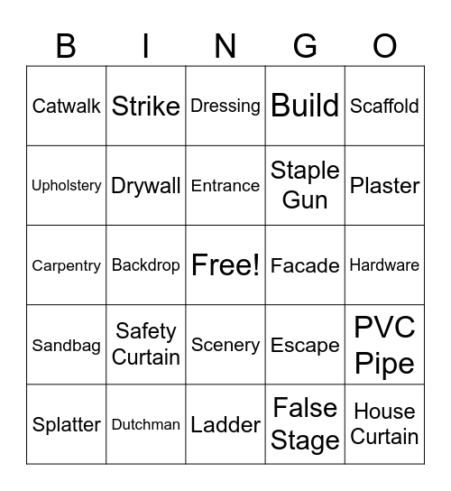 Set Design Bingo Card