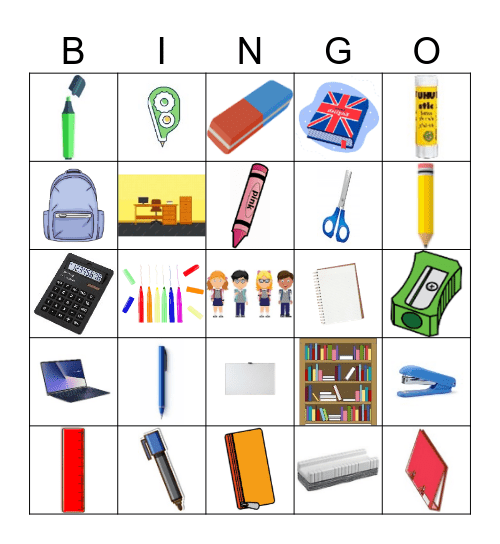School objects Bingo Card