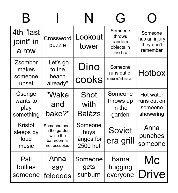 Kenese Bingo ENG Bingo Card