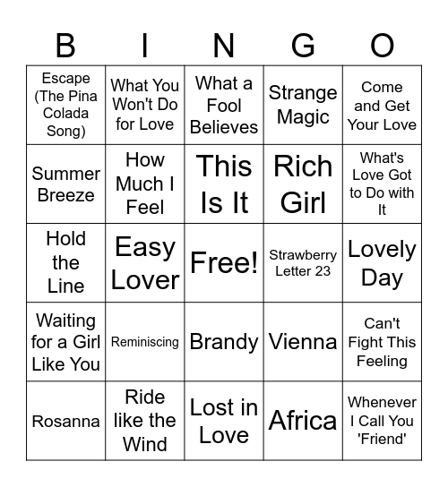 80 Bingo Card