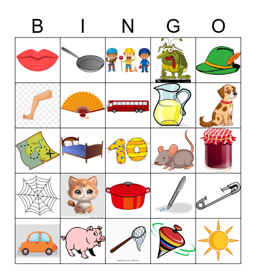 CVC words Bingo Card