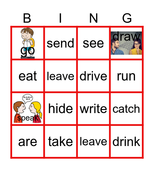 Irregular verbs (simple past) Bingo Card