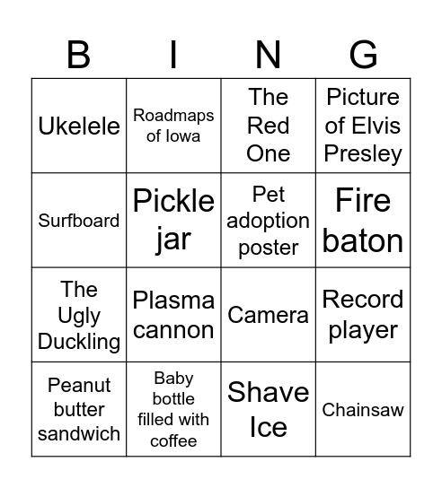 Lilo & Stitch Things & Objects Bingo Card