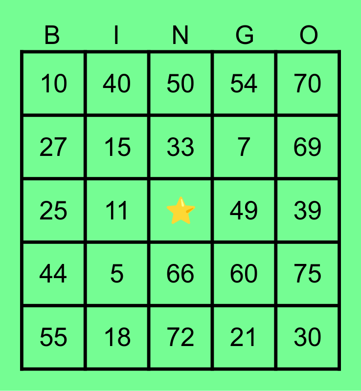 L U C K Y Bingo Card