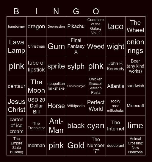Infinite Craft Bingo Card