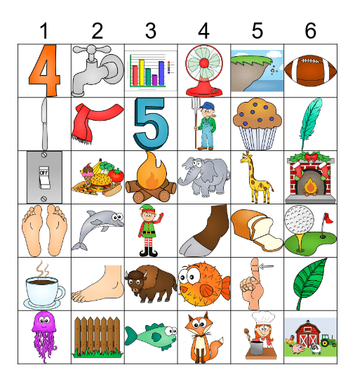 dice n dot F Bingo Card