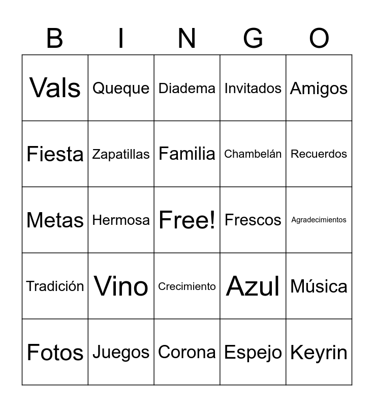 15 Años de Keyrin Bingo Card