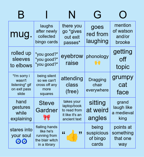round 2 Bingo Card