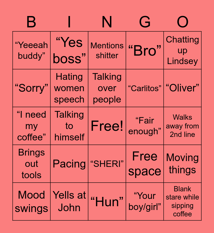 Walter spaz Bingo Card