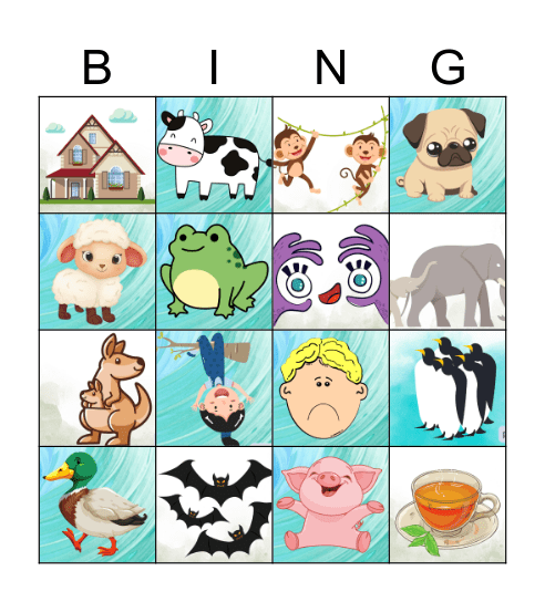 Cow Monkey Bingo Card