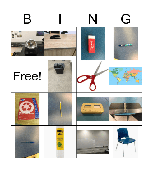 Classroom Objects Bingo Card