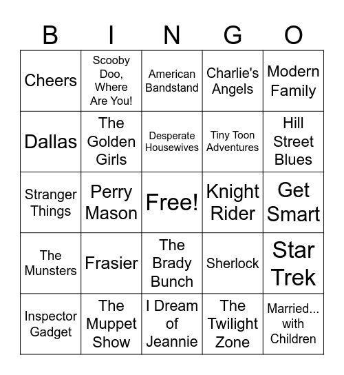 TV Show Theme Tunes Bingo Card