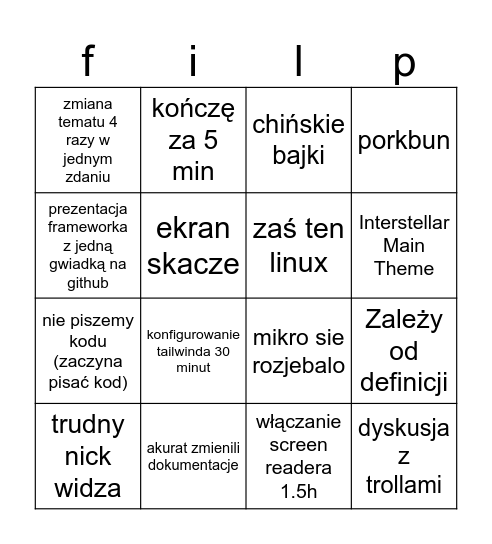 Filipo Bingo Card