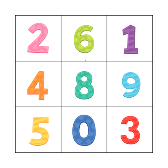 NUMBERS 0-10 Bingo Card
