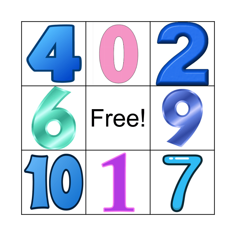 NUMBERS 0-10 BINGO Card