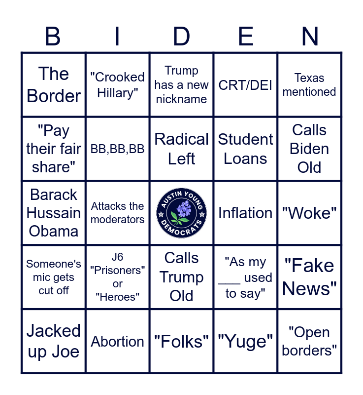AYD Biden Bingo Card