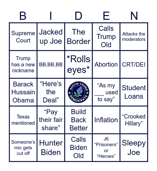 AYD Biden Bingo Card