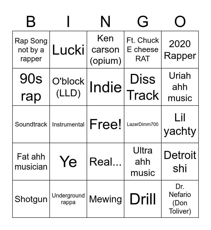 Spotify Bingo Card
