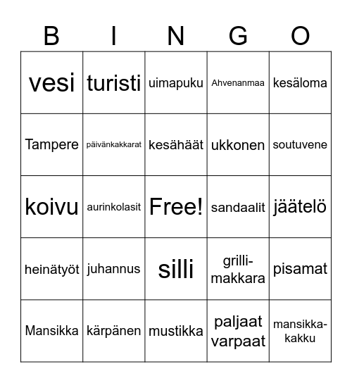 Kesäbingo Card