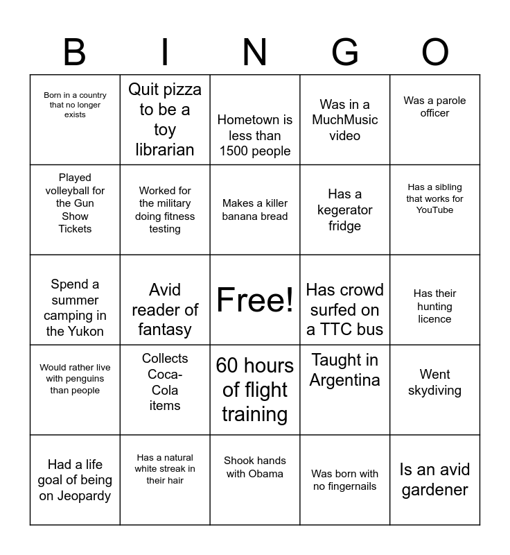 La Salle Fun Fact Bingo! Bingo Card