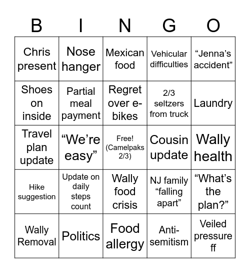 Survival Day 2 Bingo Card