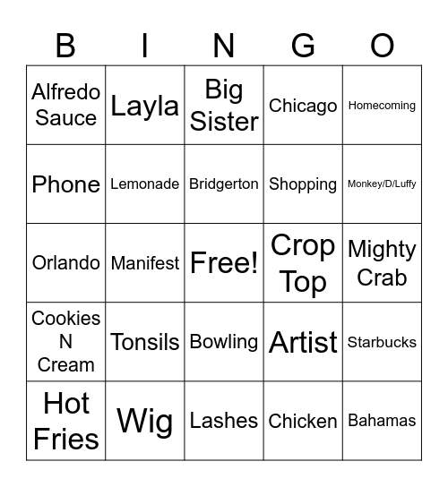 Congrats Melanie!! Bingo Card