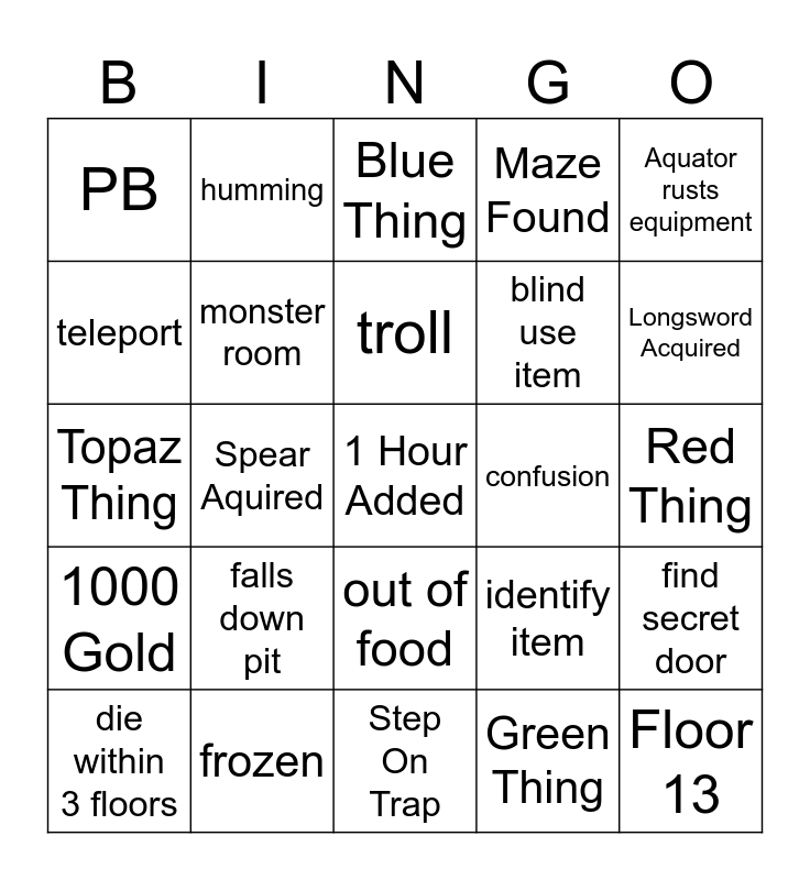 ROGUE Bingo Card