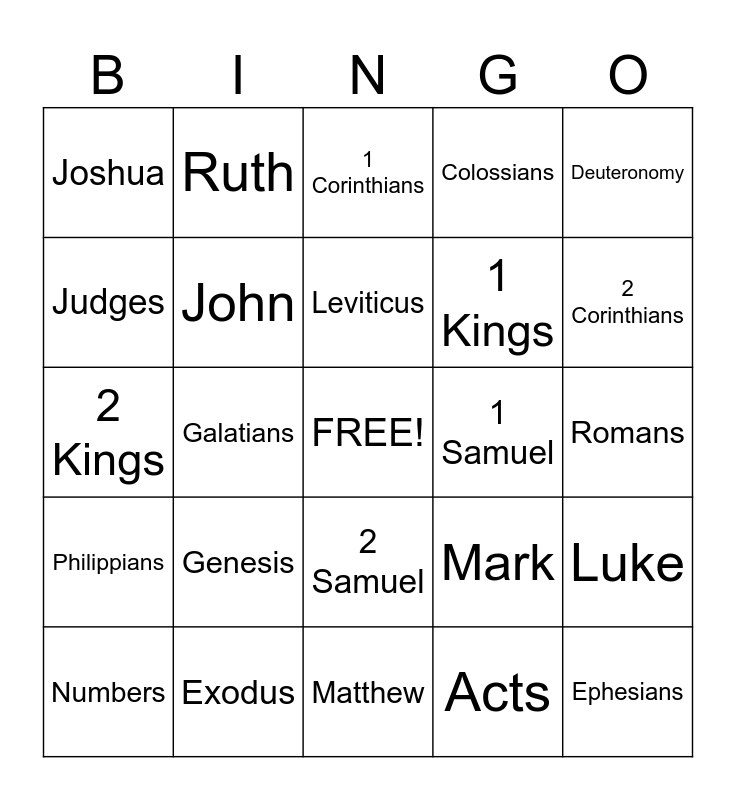 CHAPTERS OF THE BIBLE Bingo Card