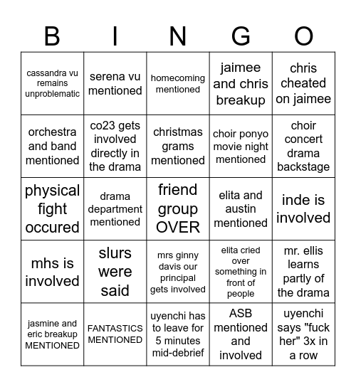 choir discourse Bingo Card