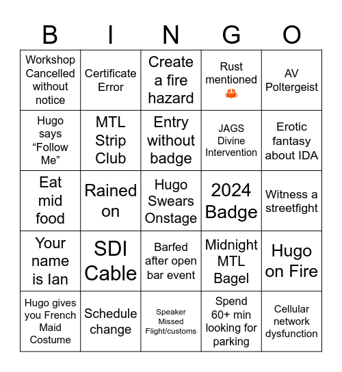 REcon 2024 Bingo Card